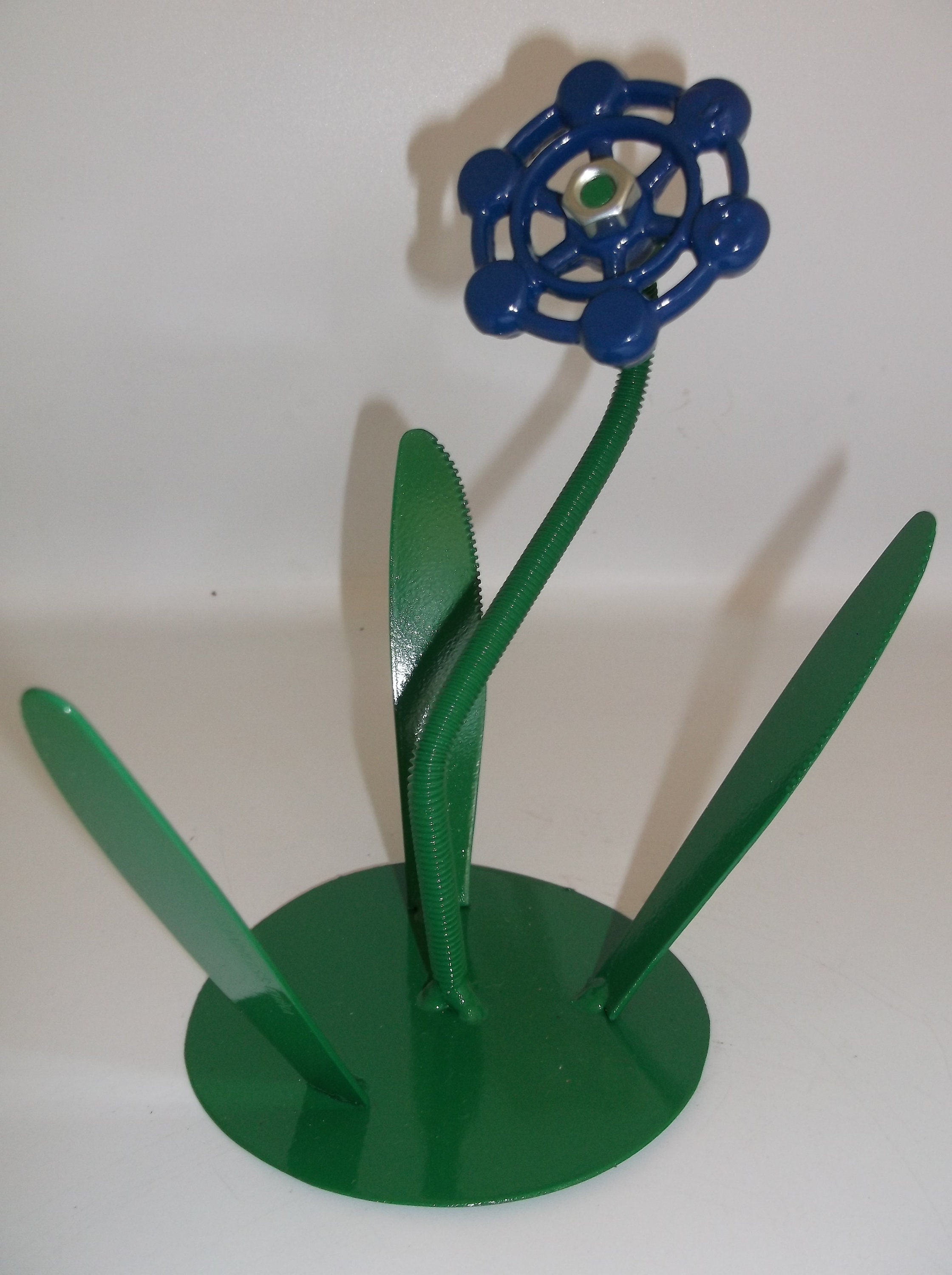 Blue Metal Flowers, Sculptured Floral Decor, Faucet Flower - Etsy