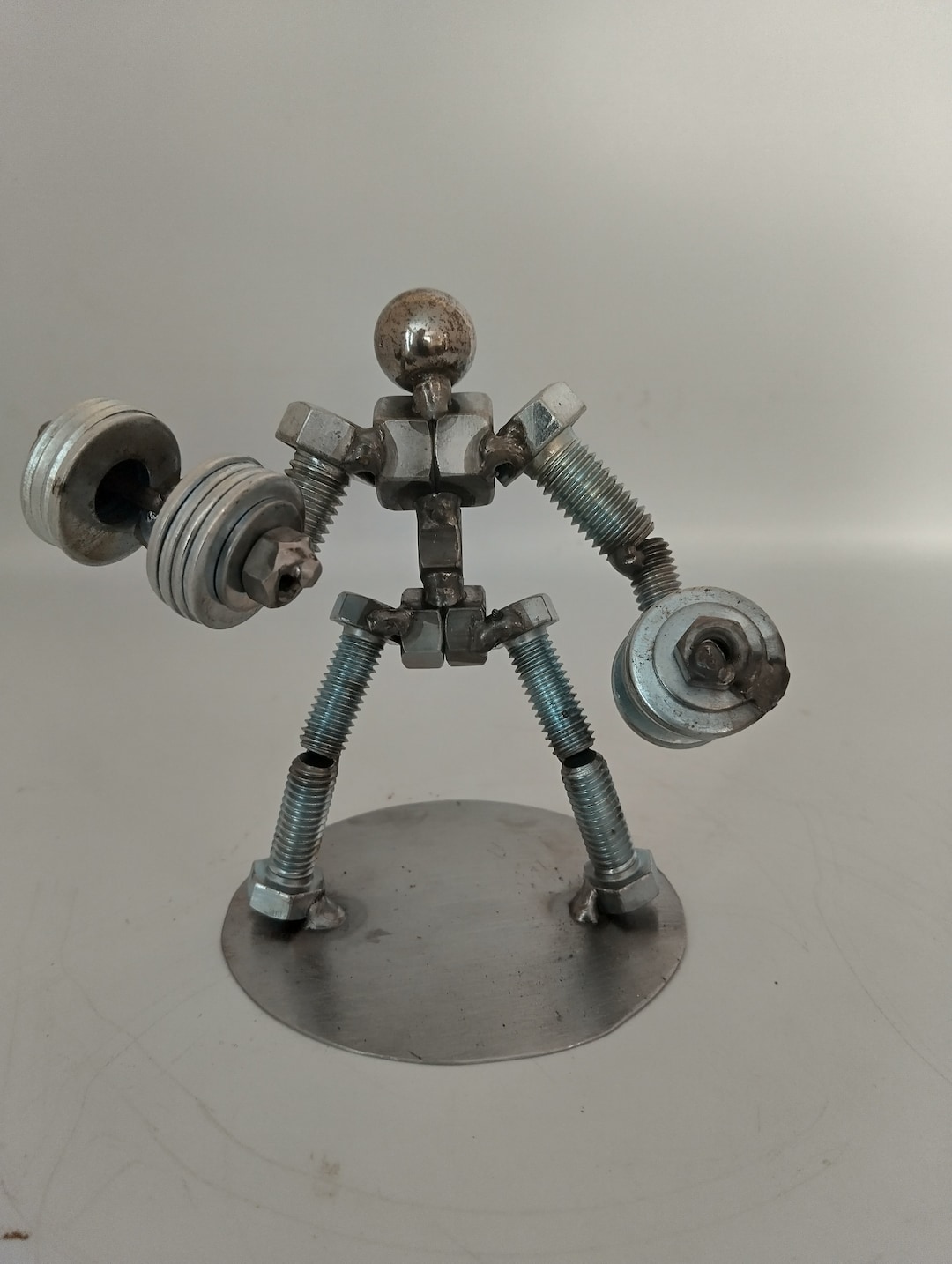 Mega Dumbbell Curl Weight Lifter, Body Builder Metal Bolt Figurine ...