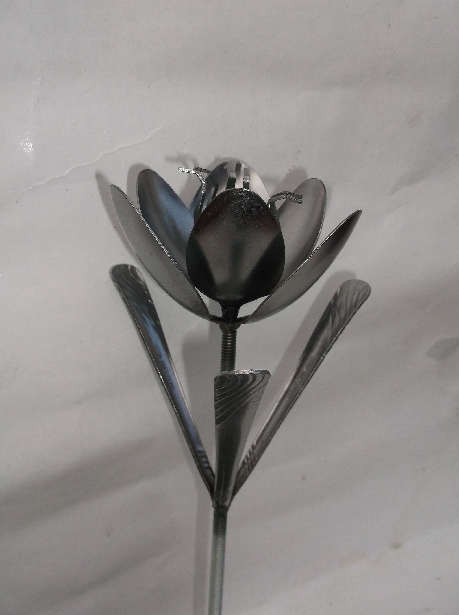 Green Tulip Metal Art Tulip Spoon Flower Recycled | Etsy