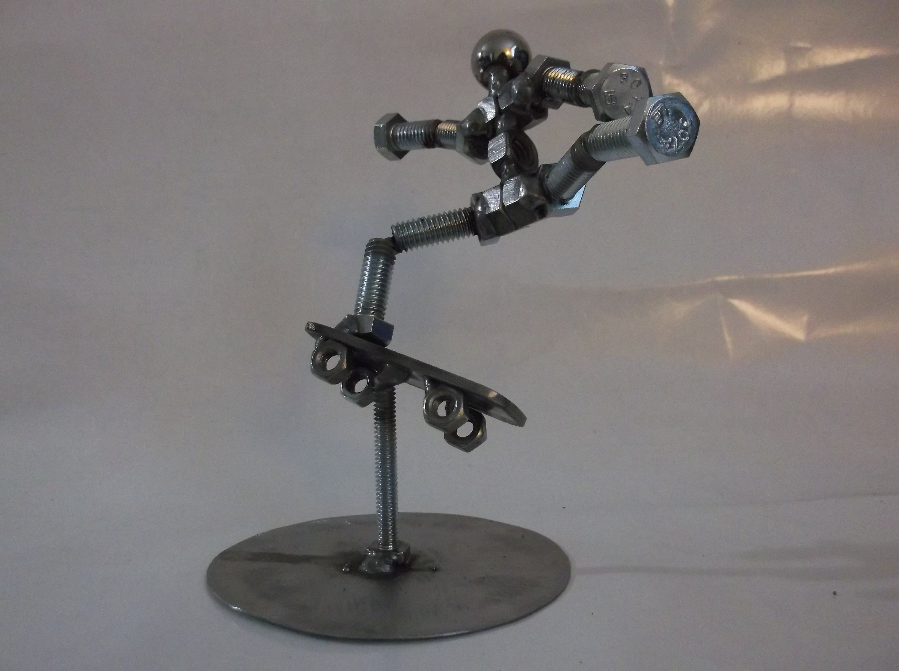 Skateboarder, Metal Bolt Figurine, Upcycled Metal Art - Etsy