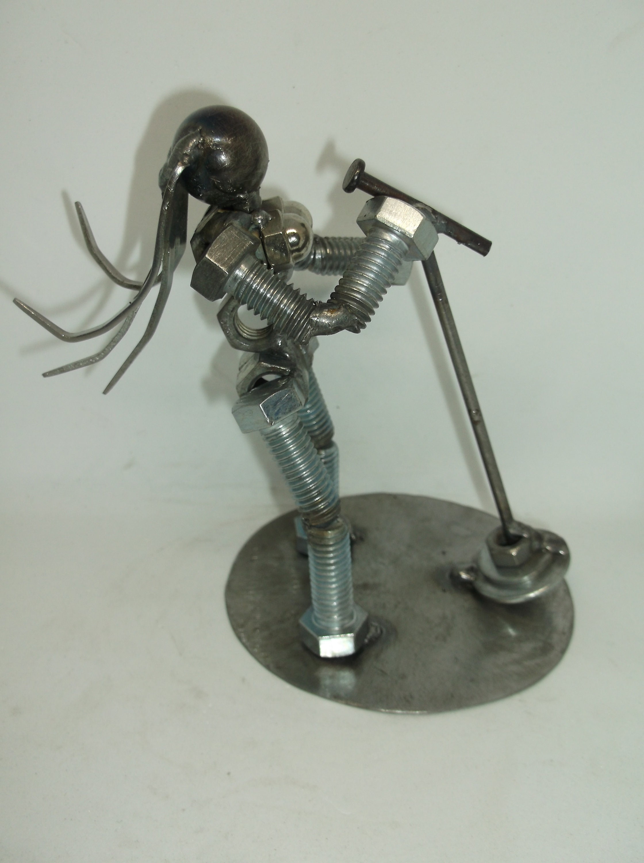 Female Singer Metal Bolt Figurine Up cycled Art Musician | Etsy