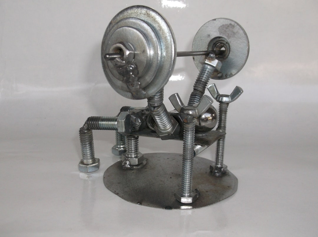Bench Press Weight Lifter, Miniature Metal Bolt Figurine, Athlete ...