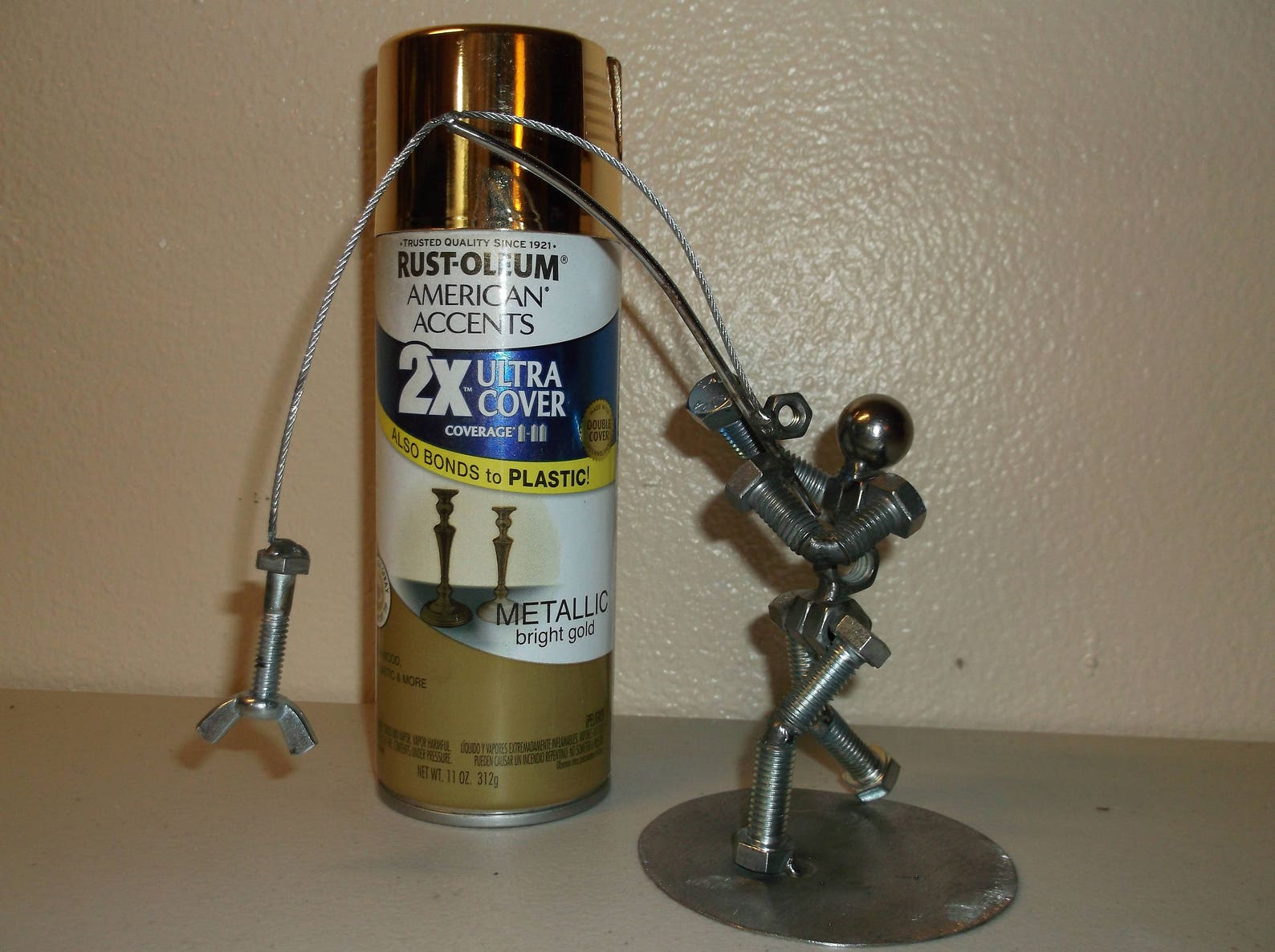 Fisherman Angler Metal Bolt Figurine Upcycled Art | Etsy