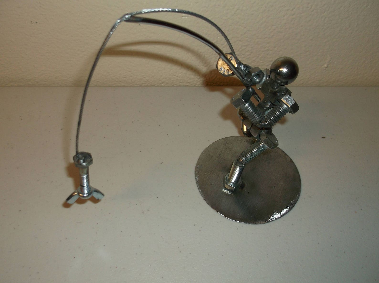 Fisherman Angler Metal Bolt Figurine Upcycled Art | Etsy