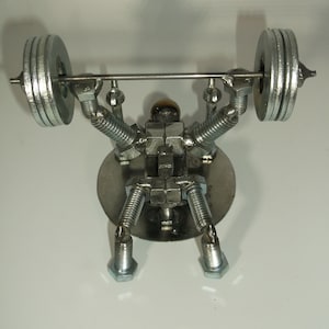 Recycled Metal Bolt Weight Lifter Figurine: Bench Press Sculpture - Etsy