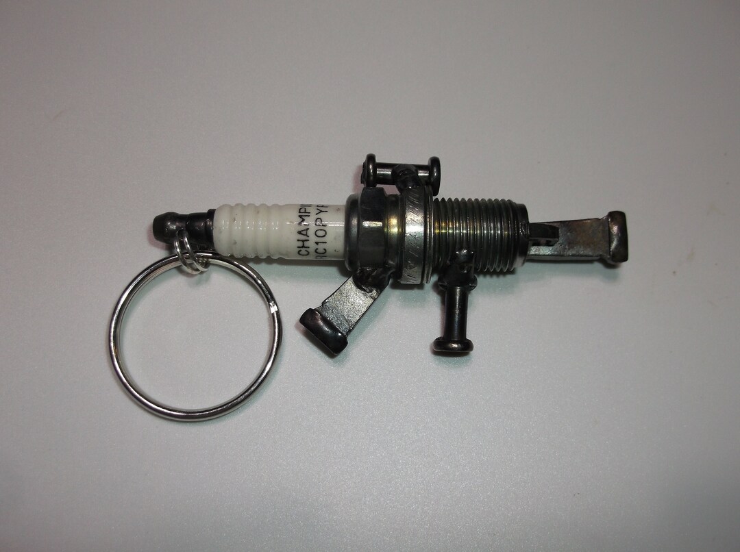 Miniature Machine Gun Key Chain, up Cycled Spark Plug - Etsy