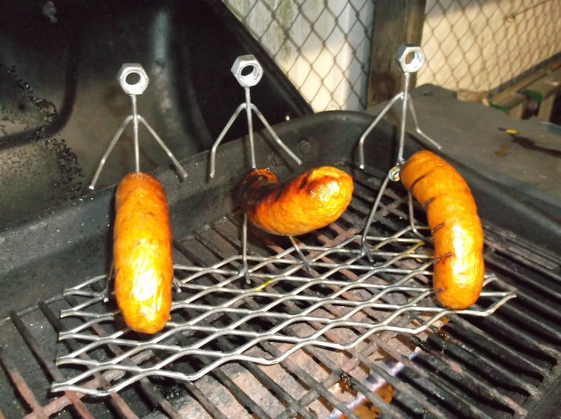 Triple Hot Dog Man, Barbeque Grill Guy, Metal Art BBQ Brat Cooker - Etsy