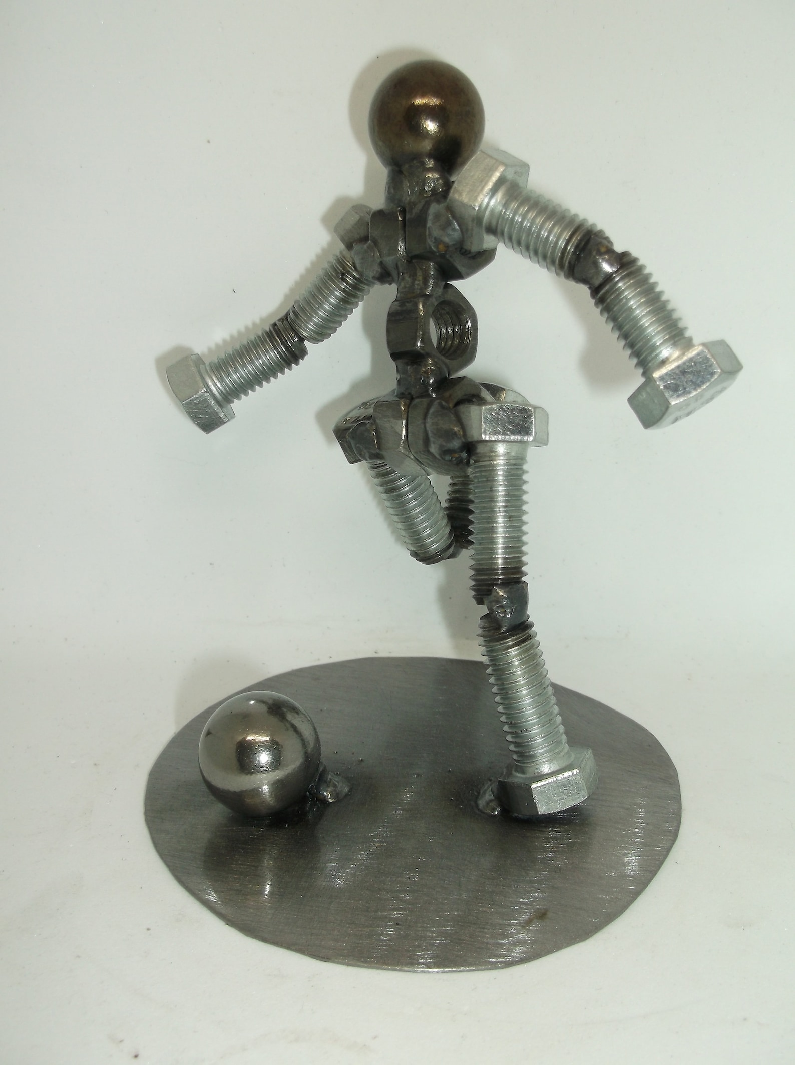 Upcycled Metal Soccer Player Figurine: Handmade Athlete Sculpture - Etsy