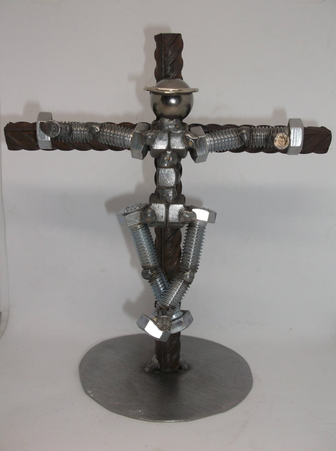 Jesus on the Cross-metal Bolt Figurine, Upcycled Metal Art, Religious ...