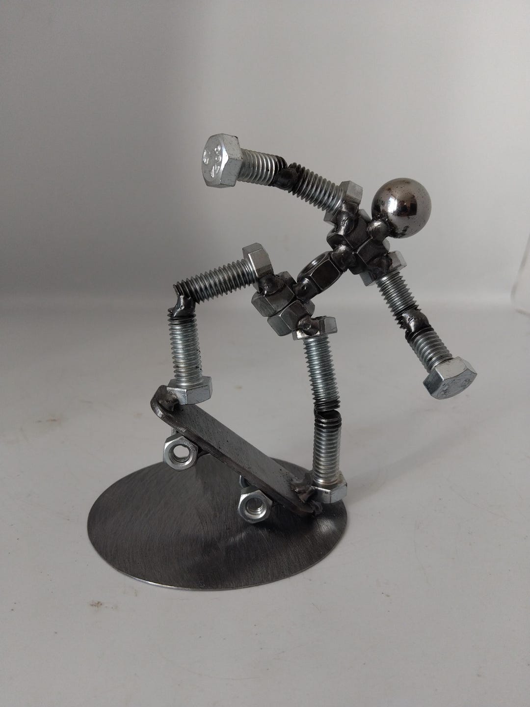 Skateboarder, Metal Bolt Figurine, Upcycled Metal Art - Etsy