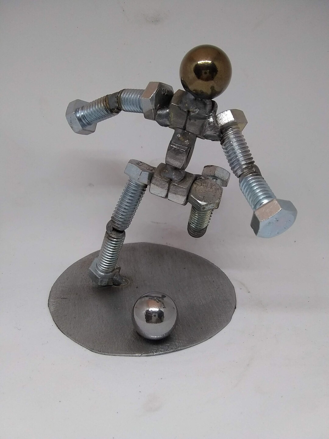 Upcycled Metal Soccer Player Figurine: Handmade Athlete Sculpture - Etsy
