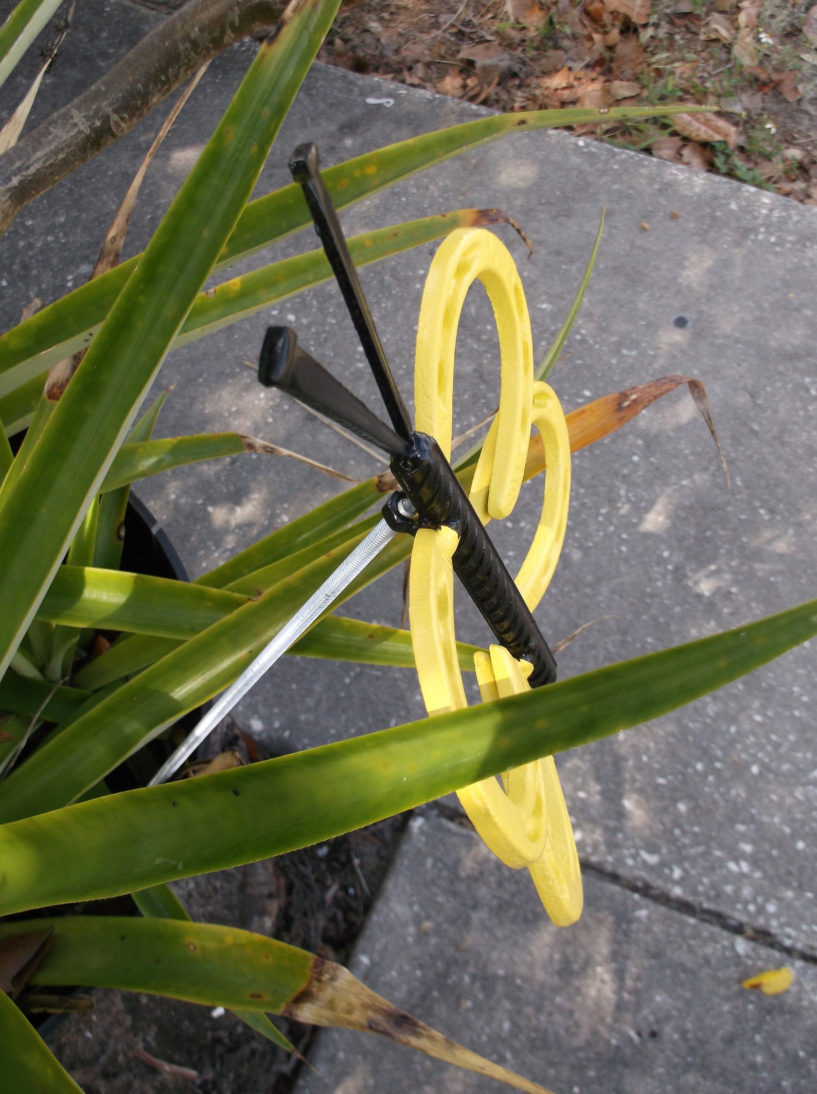 Yellow Horseshoe Butterfly Garden Art, Garden Stake - Etsy