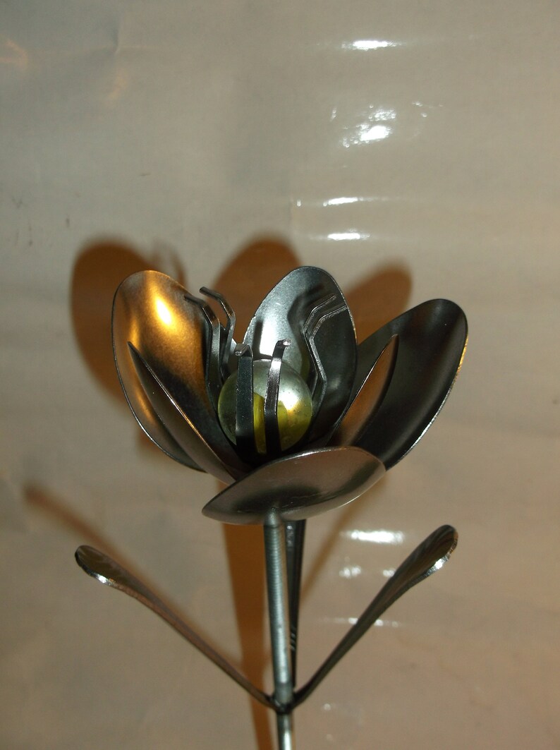 Yellow Tulip Metal Art Tulip Spoon Flower Recycled - Etsy