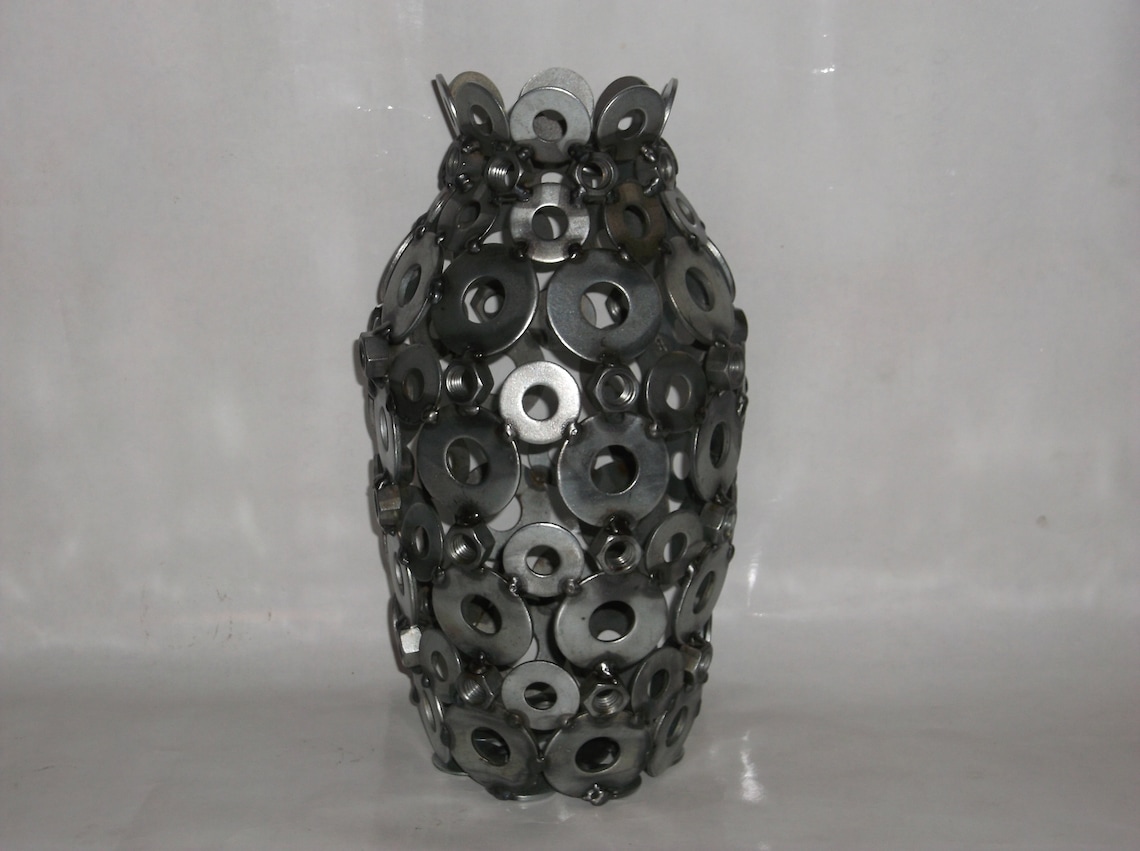 Vase Metal Recycled Art Metal Art Home Decor - Etsy