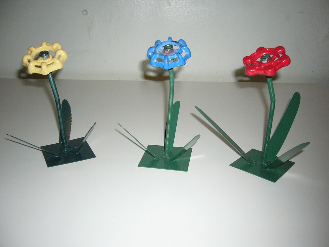Red Metal Faucet Flower Sculpture: Recycled Valentine's Gift - Etsy