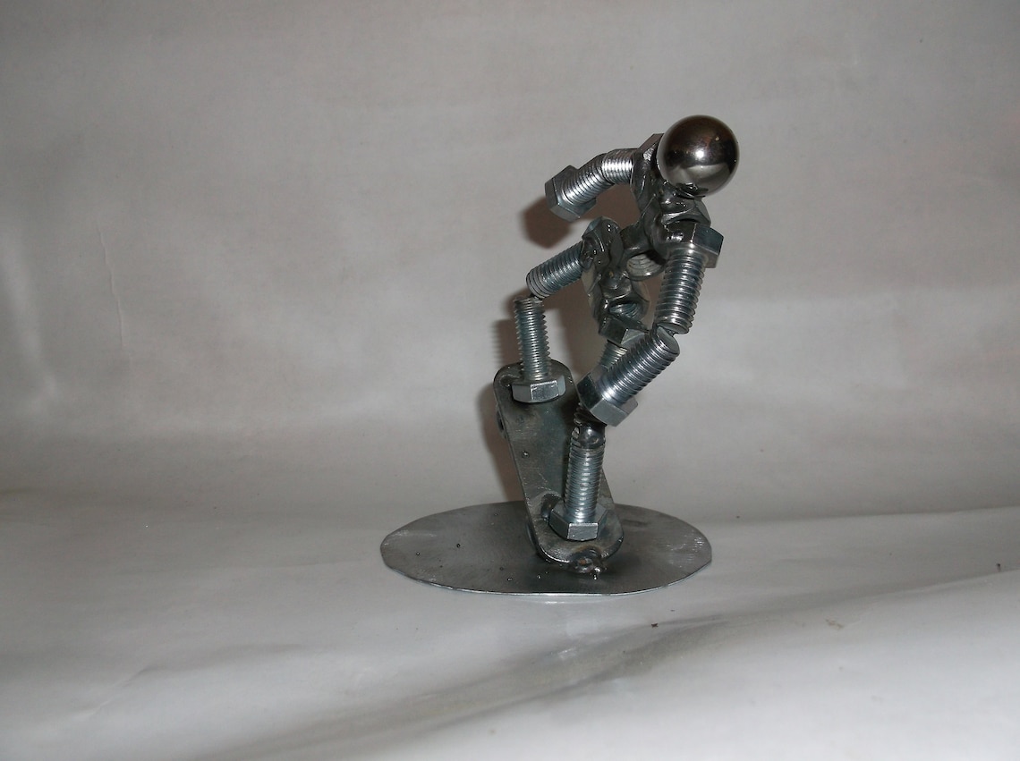 Skateboarder Metal Bolt Figurine Upcycled Metal Art - Etsy