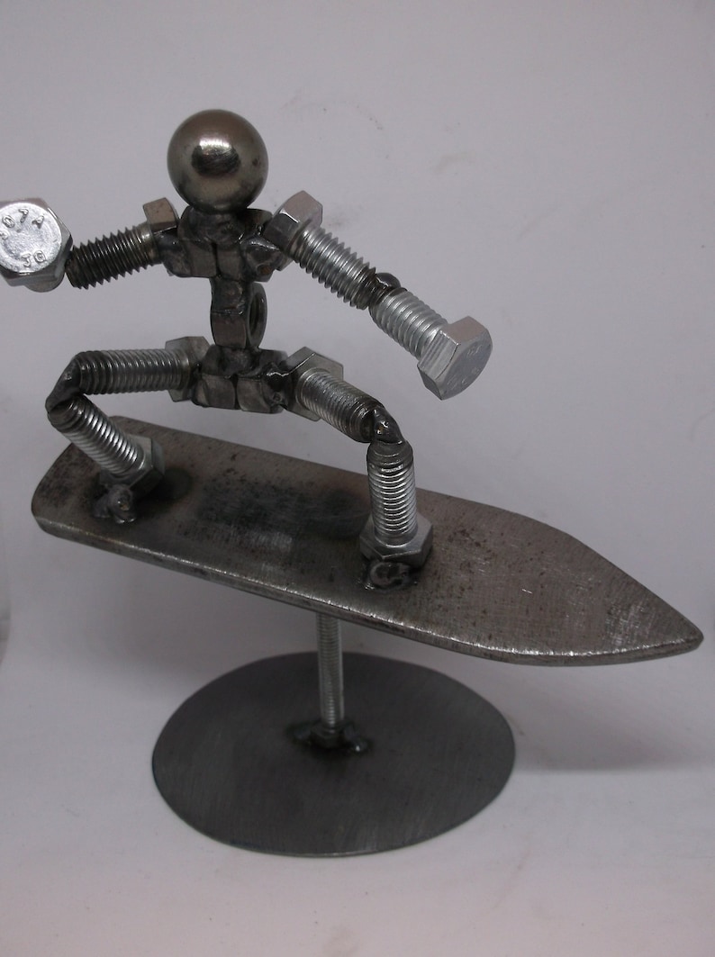 Surfer Metal Bolt Figurine. Upcycled Art Water Sports - Etsy