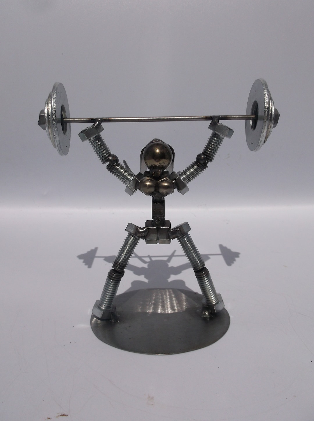 Female Military Press Weight Lifter, Metal Bolt Figurine, Athlete ...