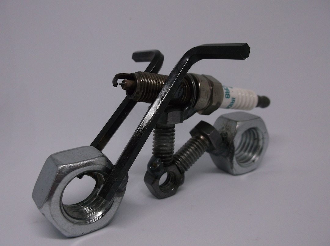 Motorcycle, up Cycled Spark Plug Bike, Recycled Metal Miniature ...