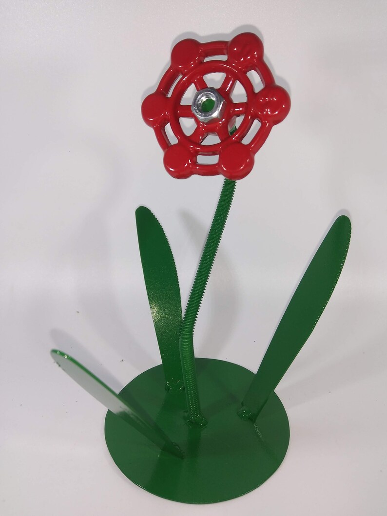 Red Metal Faucet Flower Sculpture: Recycled Valentine's Gift - Etsy