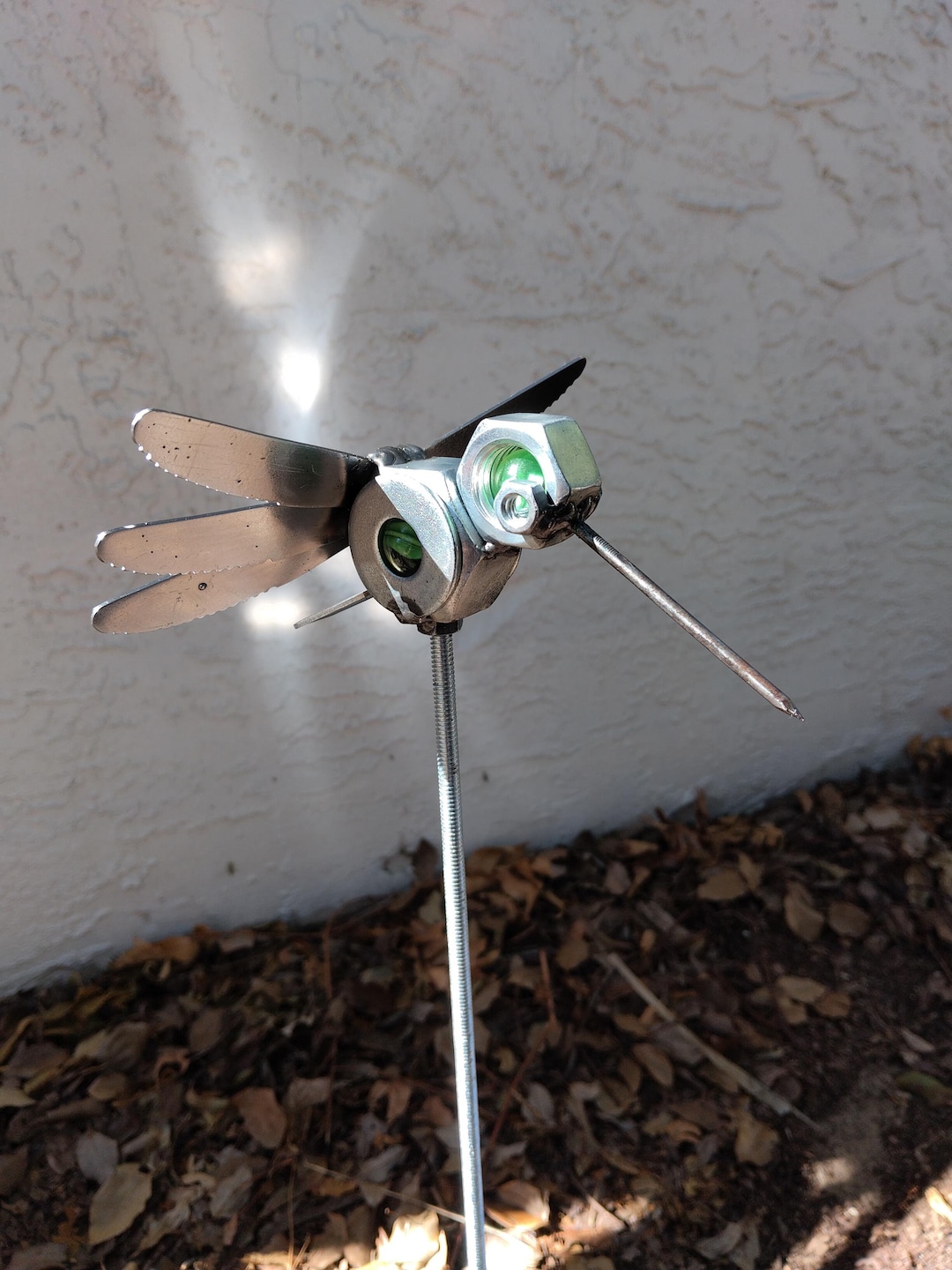 Green Humming Bird, Miniature Welded Metal Sculpture, Garden Stake, up ...