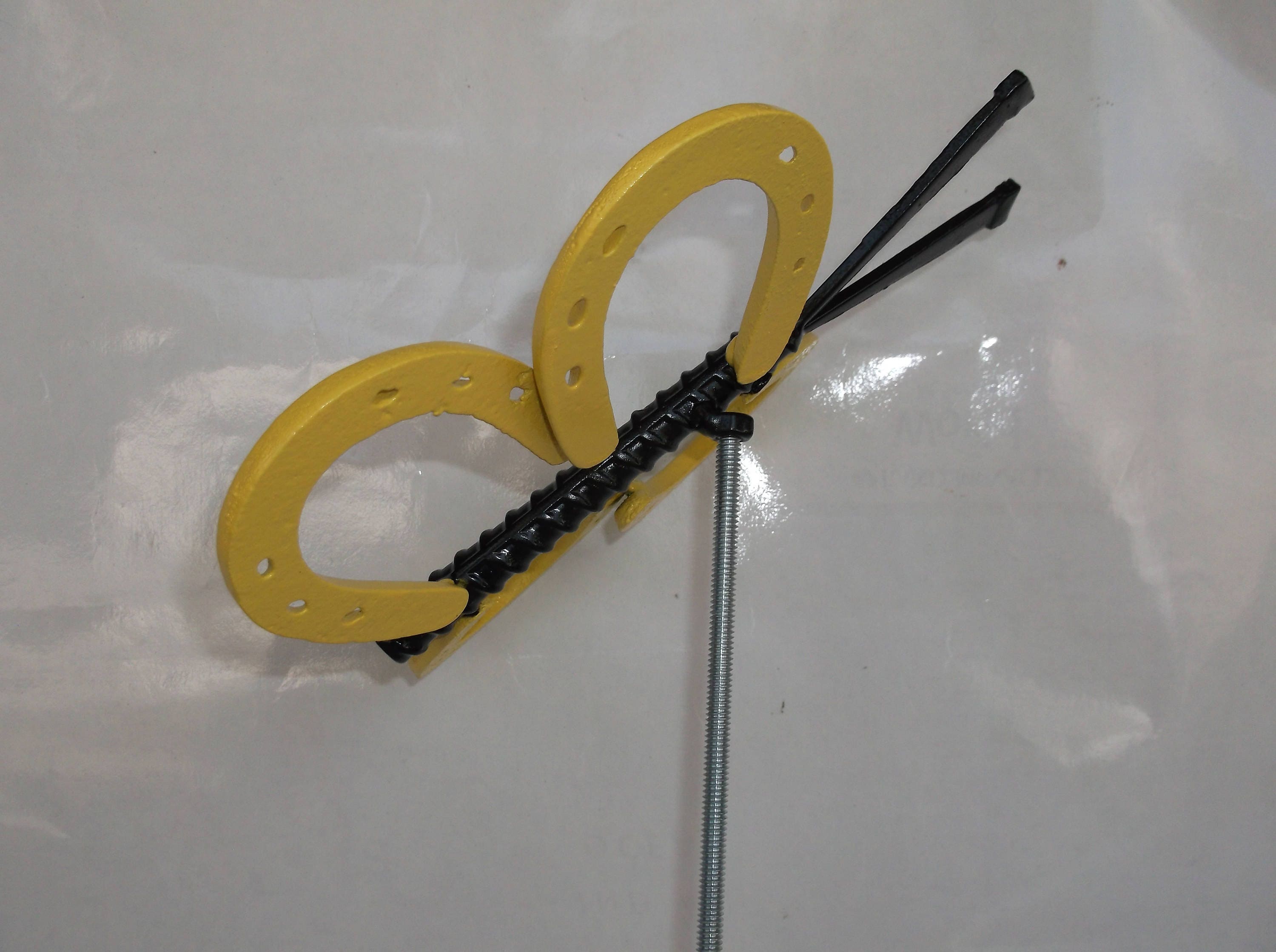 Yellow Horseshoe Butterfly Garden Art Garden Stake | Etsy