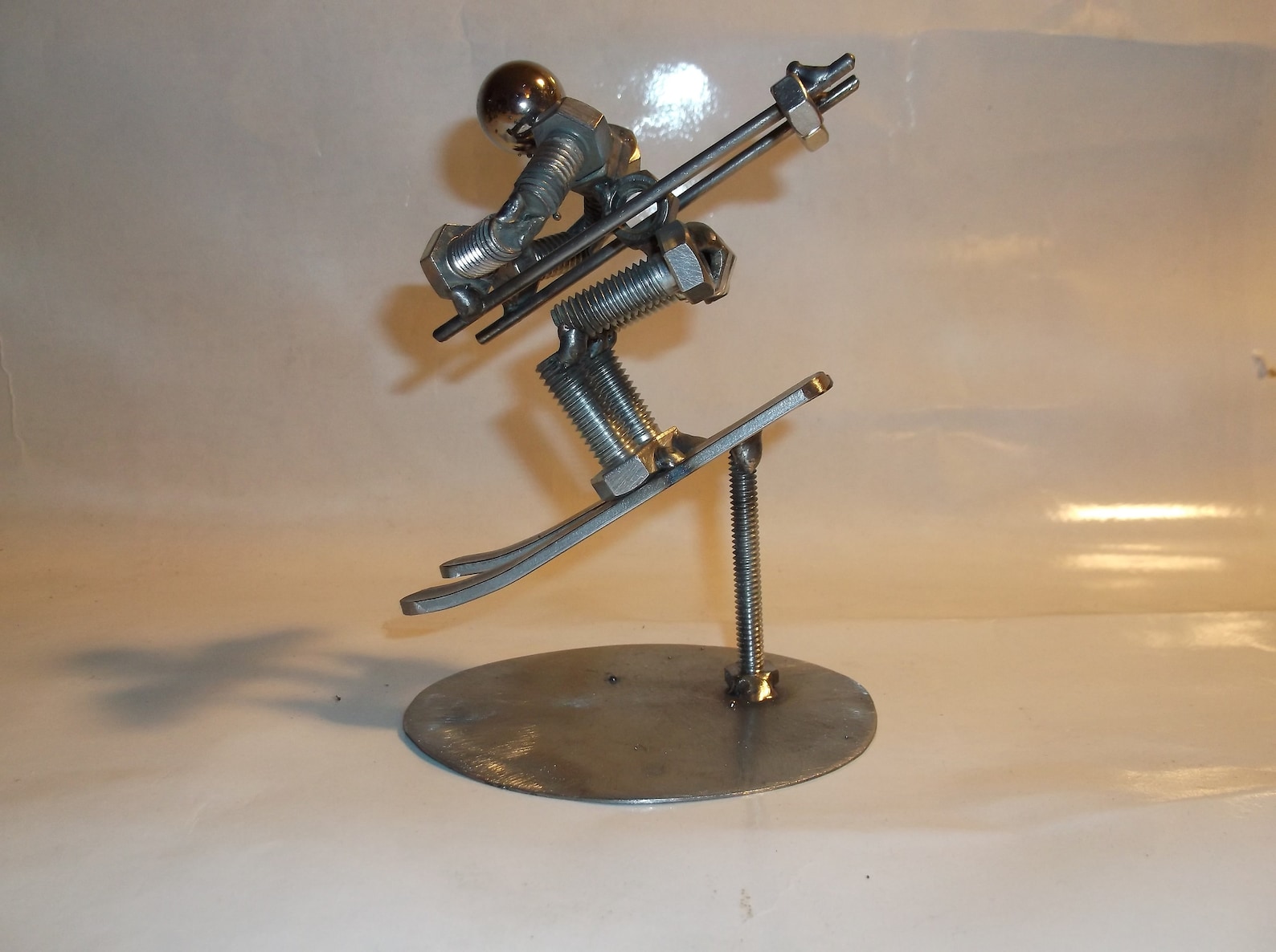 Skier Metal Bolt Figurine - Etsy