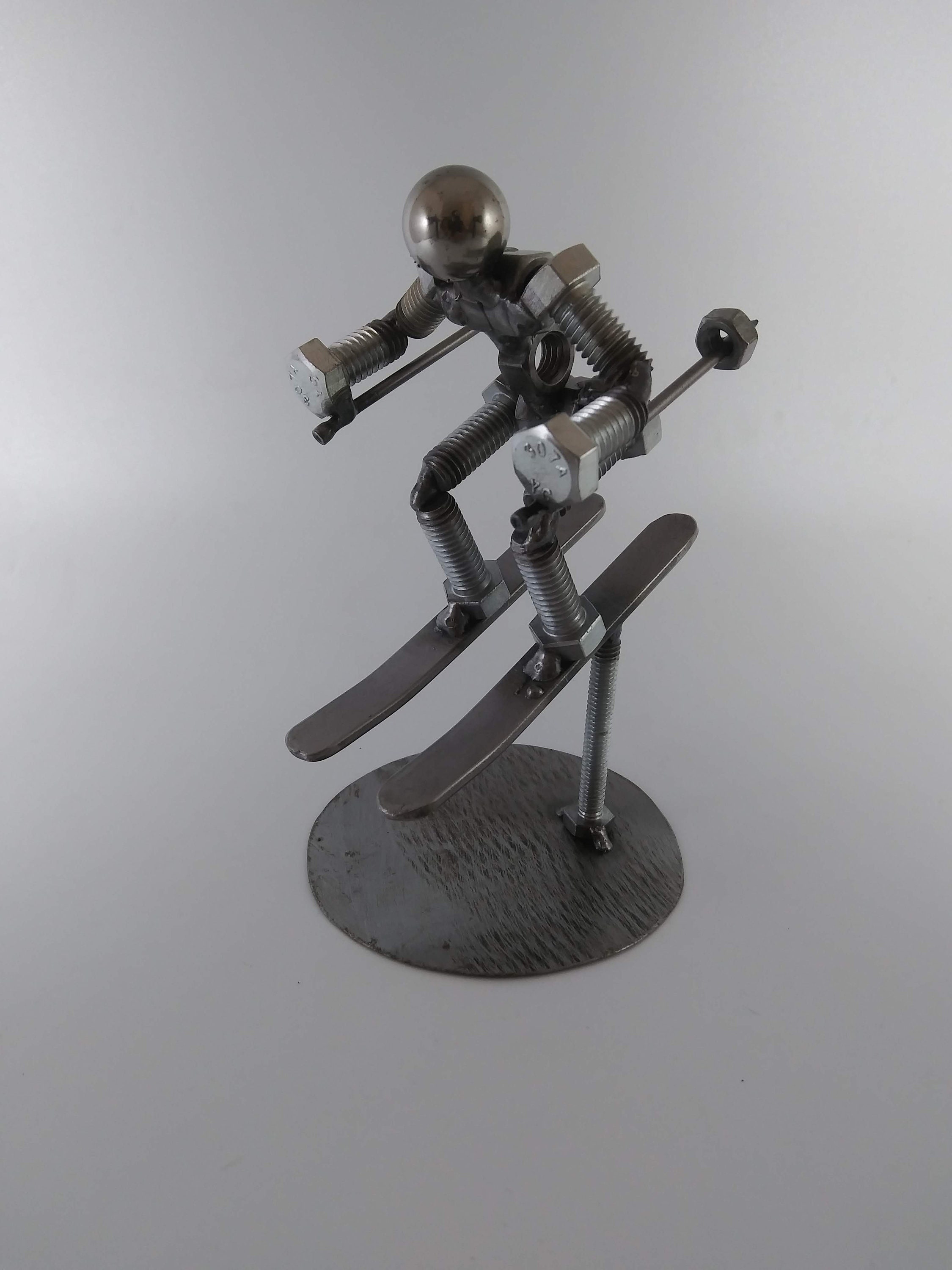 Skier Metal Bolt Figurine - Etsy