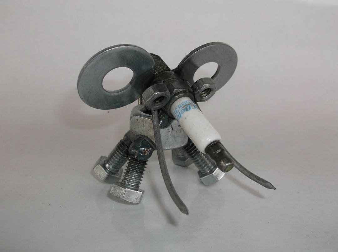 Handcrafted Spark Plug Elephant Figurine, Recycled Metal Sculpture - Etsy
