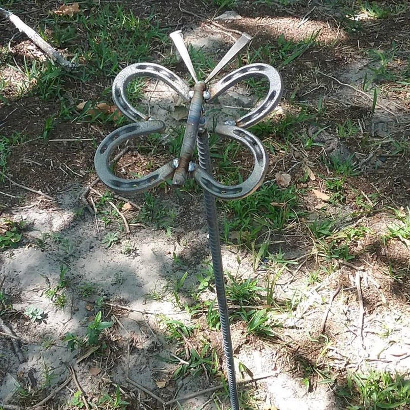 Yellow Horseshoe Butterfly Garden Art Garden Stake | Etsy