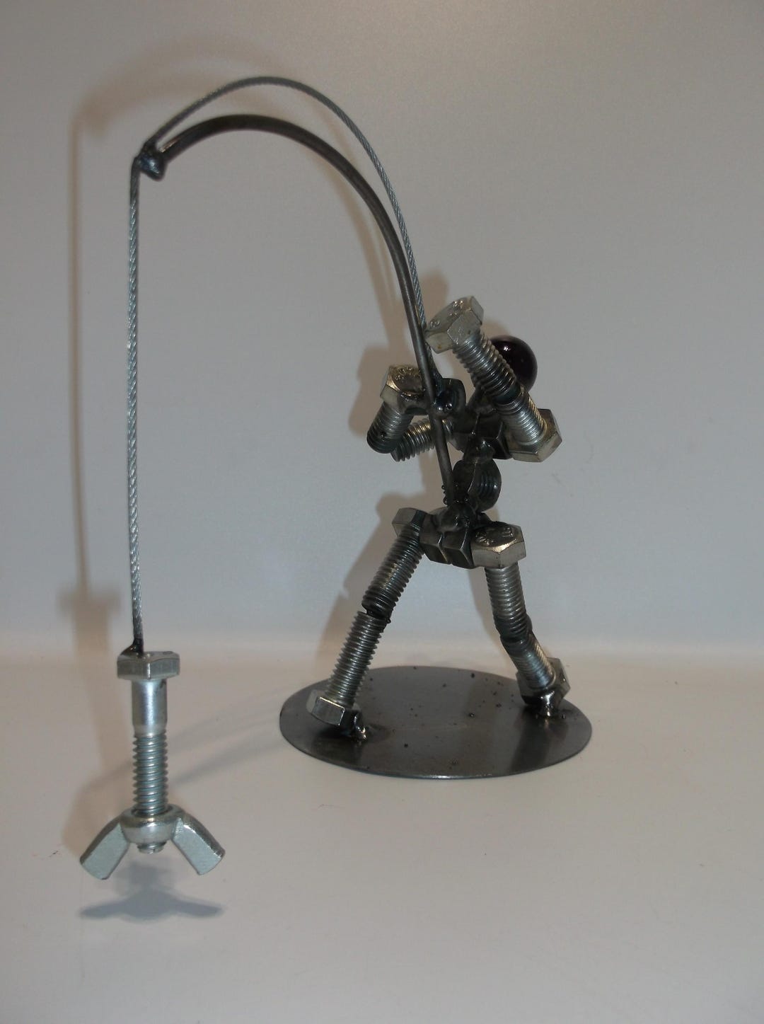 Fisherman, Angler, Metal Bolt Figurine, Upcycled Art - Etsy