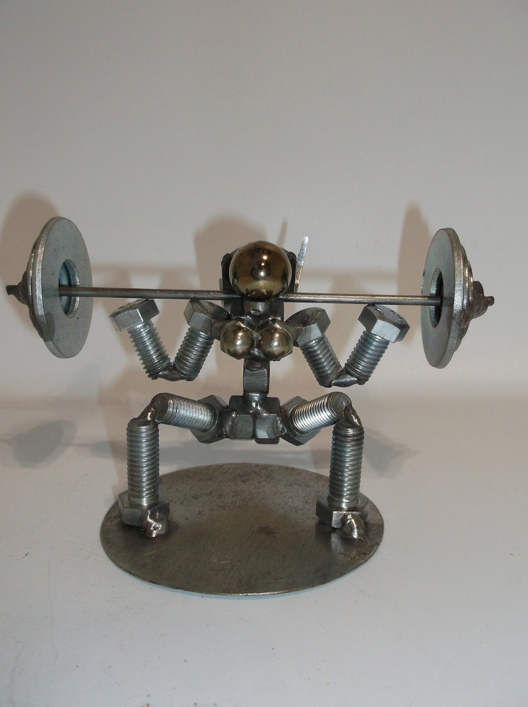 Female Squat Weight Lifter, Miniature Metal Bolt Figurine, Athlete ...
