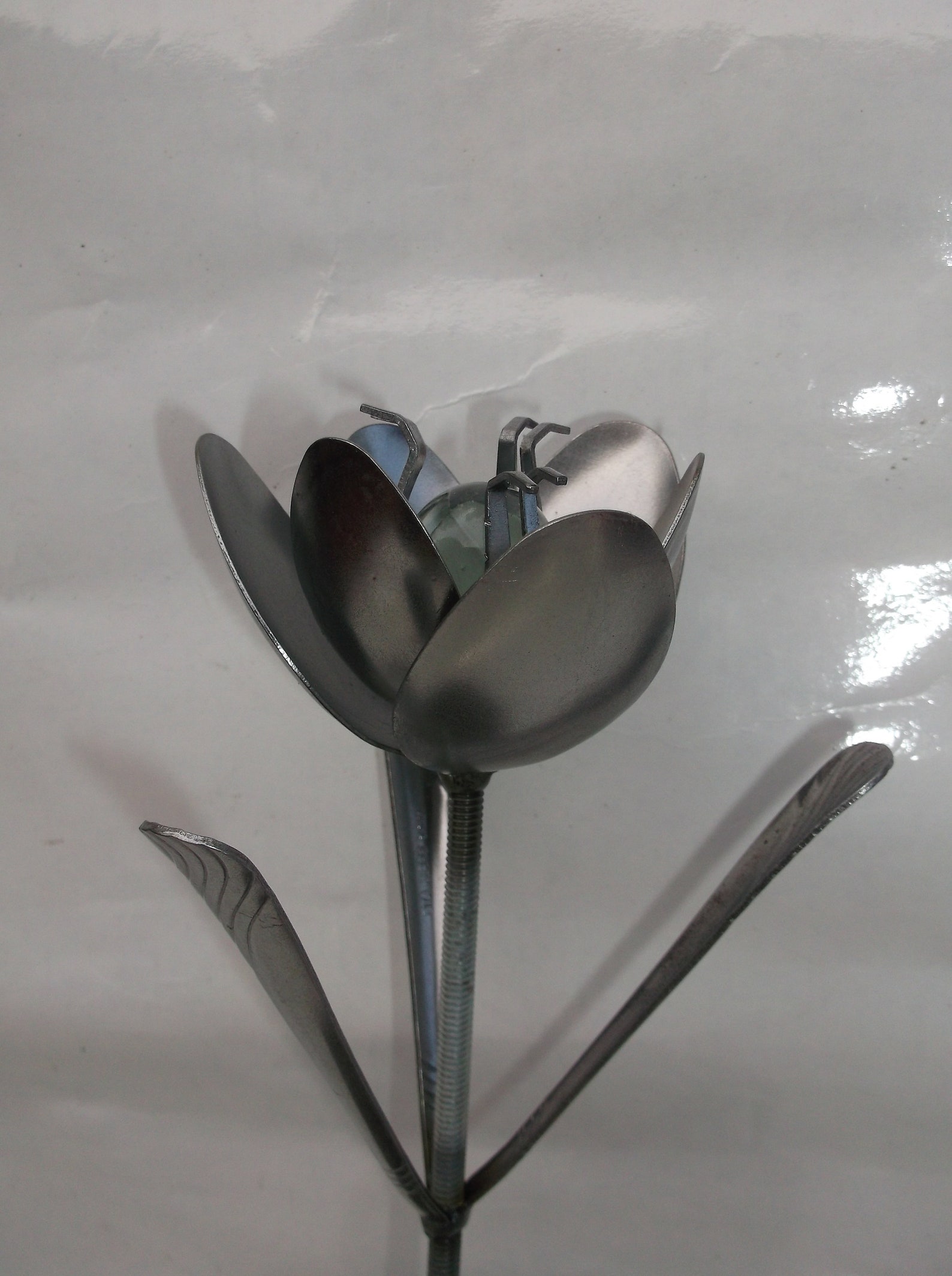 White Tulip Metal Art Tulip Spoon Flower Recycled | Etsy