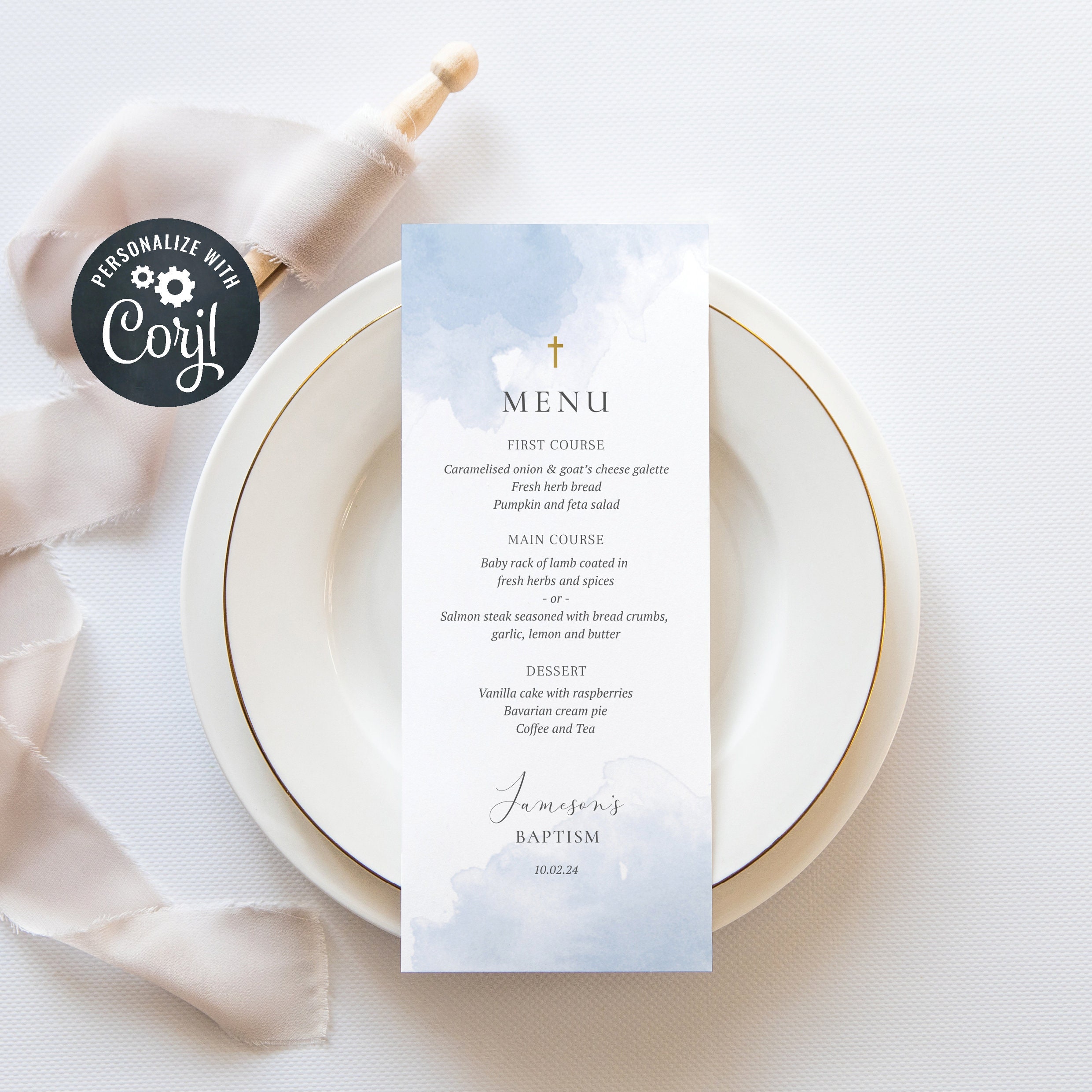 Baptism Menu Template, Boy Christening Menu, Boy Baptism Menu, Editable ...