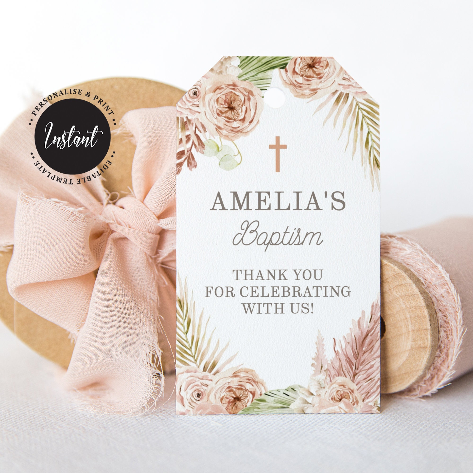 Baptism Favor Tags Editable Christening Favor Tags Printable Etsy