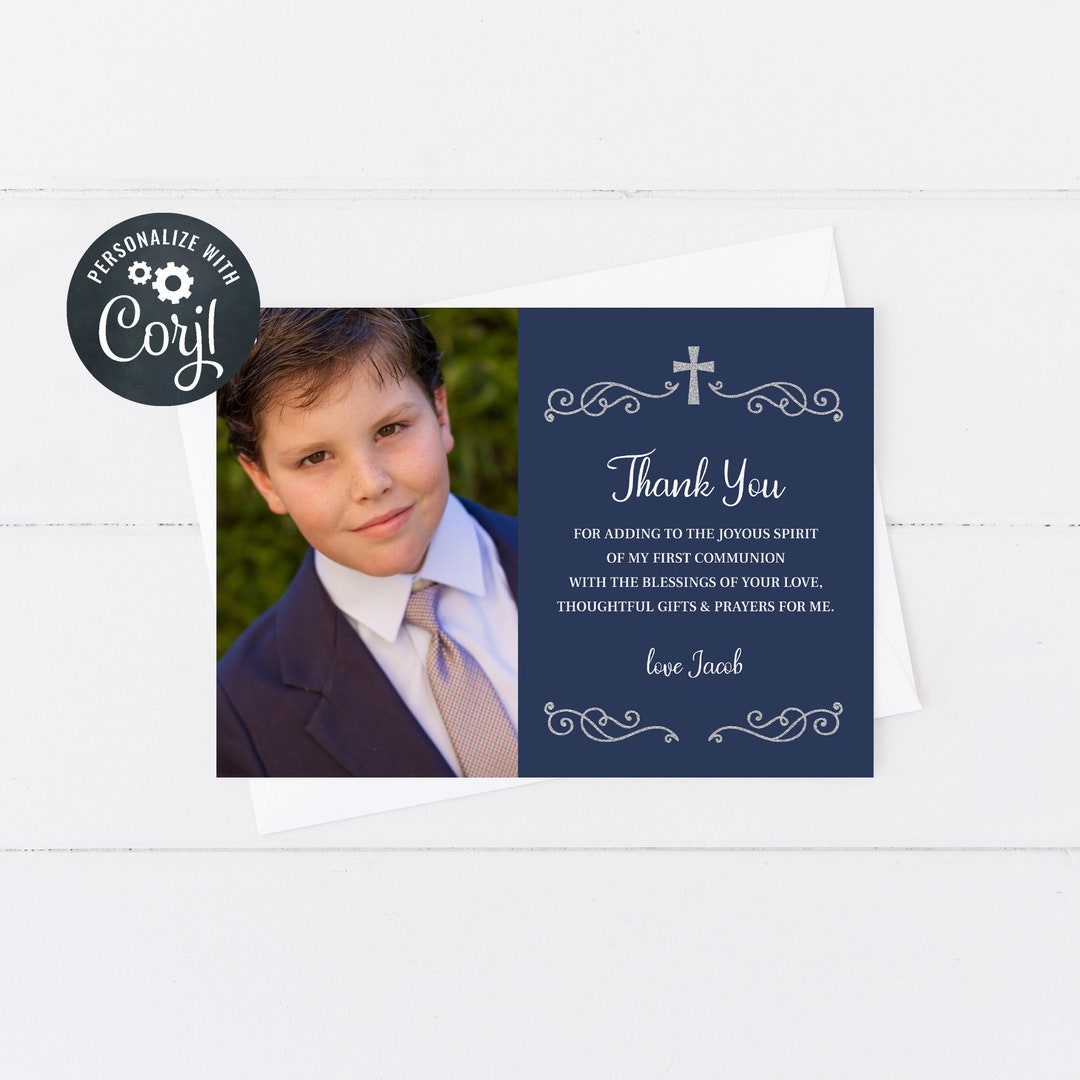 Communion Thank You Card Template, First Communion Thank You Card ...