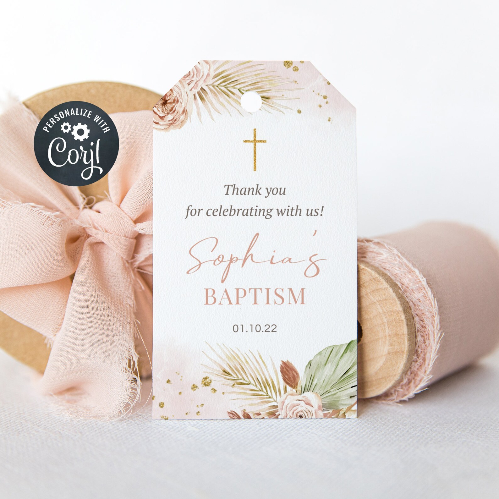 Editable Christening Favor Tags, Girl Baptism Favor Tags, Printable ...