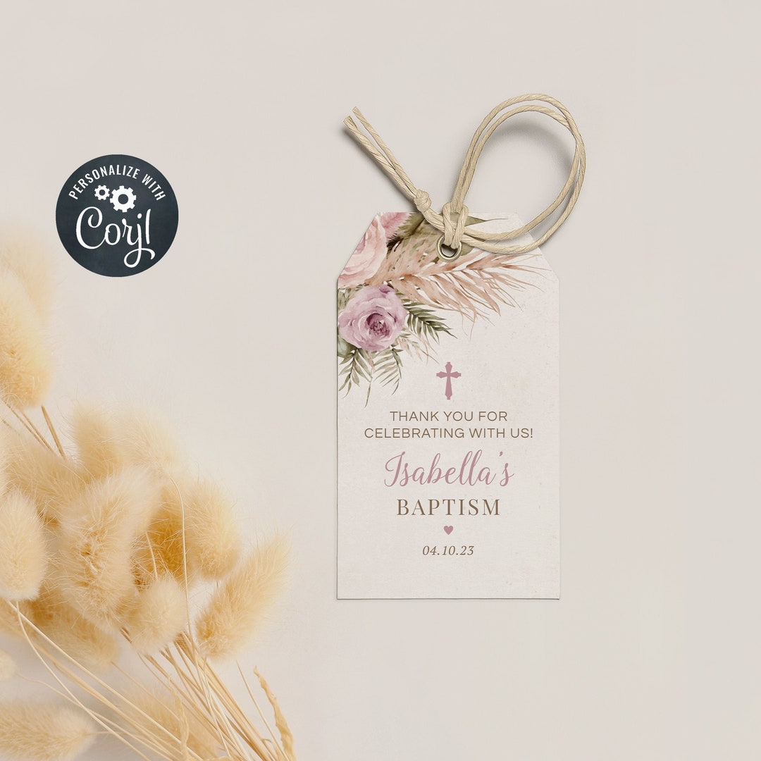 Editable Christening Favor Tags, Girl Baptism Favor Tags, Printable ...