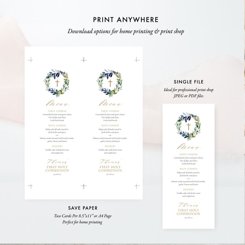 Plantilla de menú de bautismo menú de bautizo menú de - Etsy México