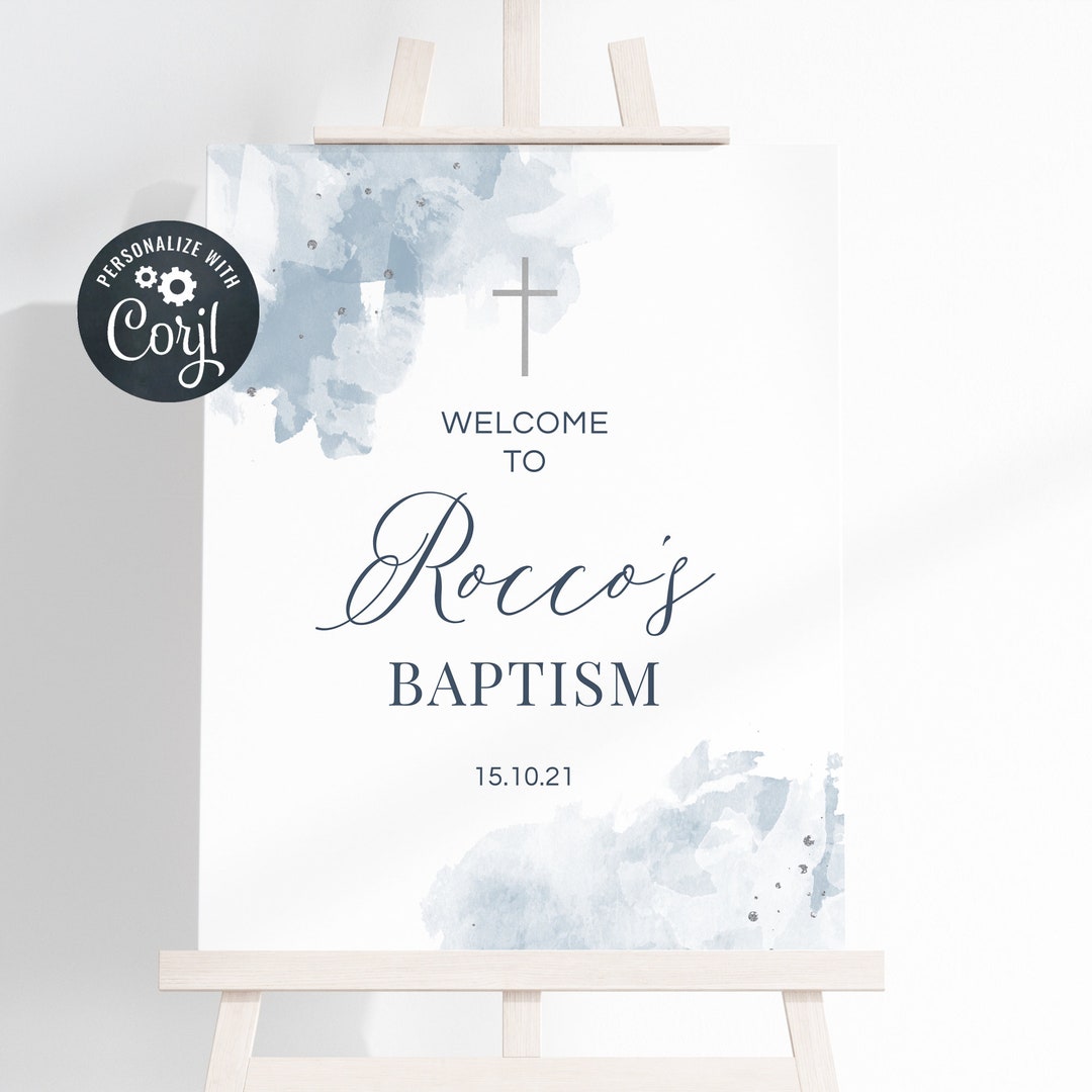 Boy Baptism Welcome Sign, Christening Welcome Sign, Instant Download ...