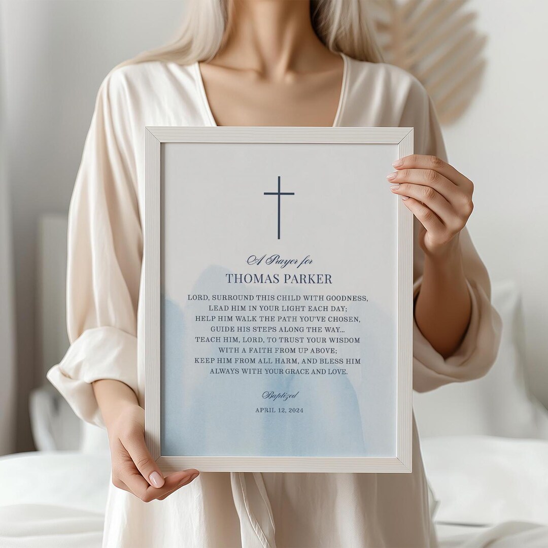 Baptism Gift Boy, Prayer Sign, Christening Gift, Editable Prayer Sign ...