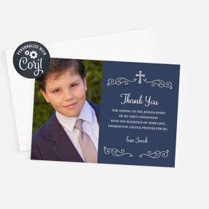Communion Thank You Card Template, First Communion Thank You Card ...