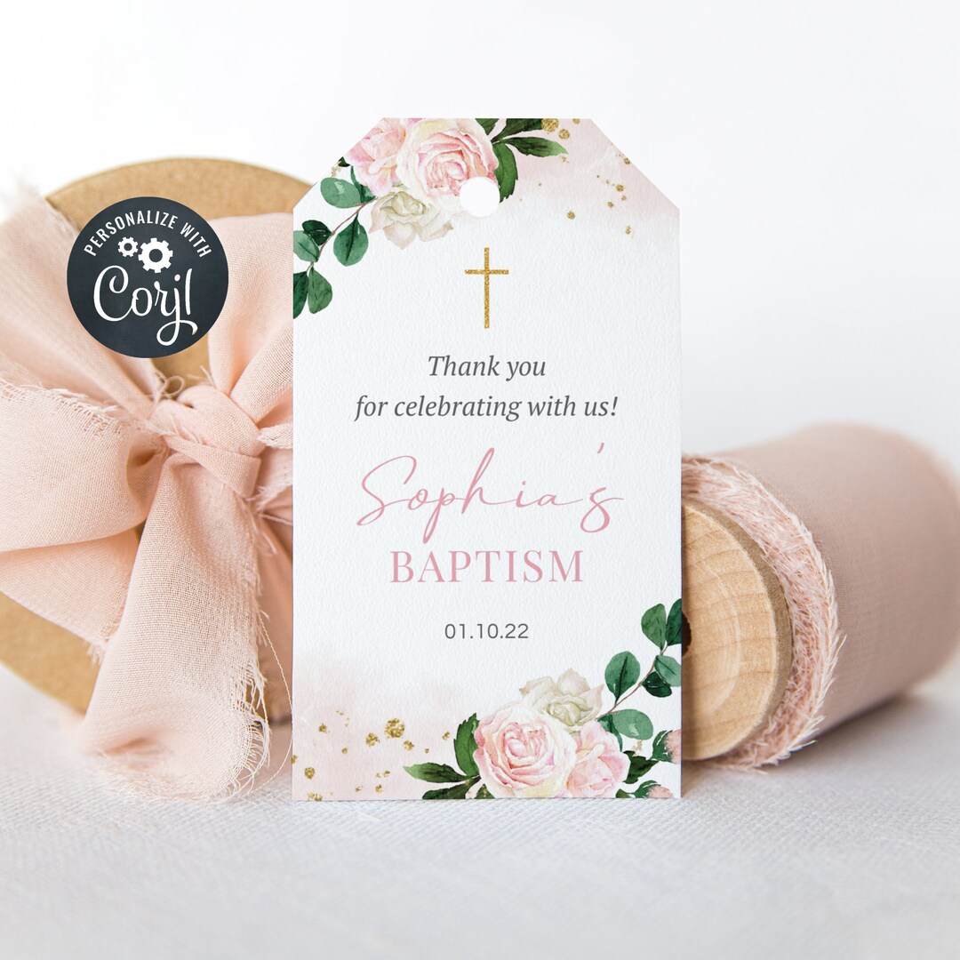 Editable Christening Favor Tags, Girl Baptism Favor Tags, Printable ...