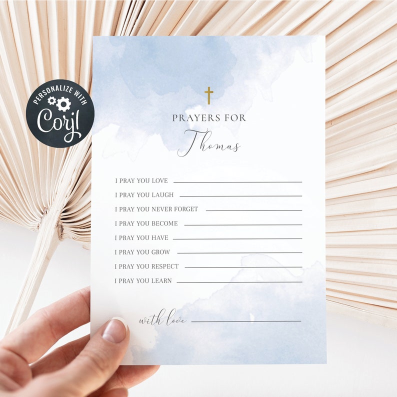 Editable Baptism Prayer Card Template, Christening Prayer Card, Baby ...