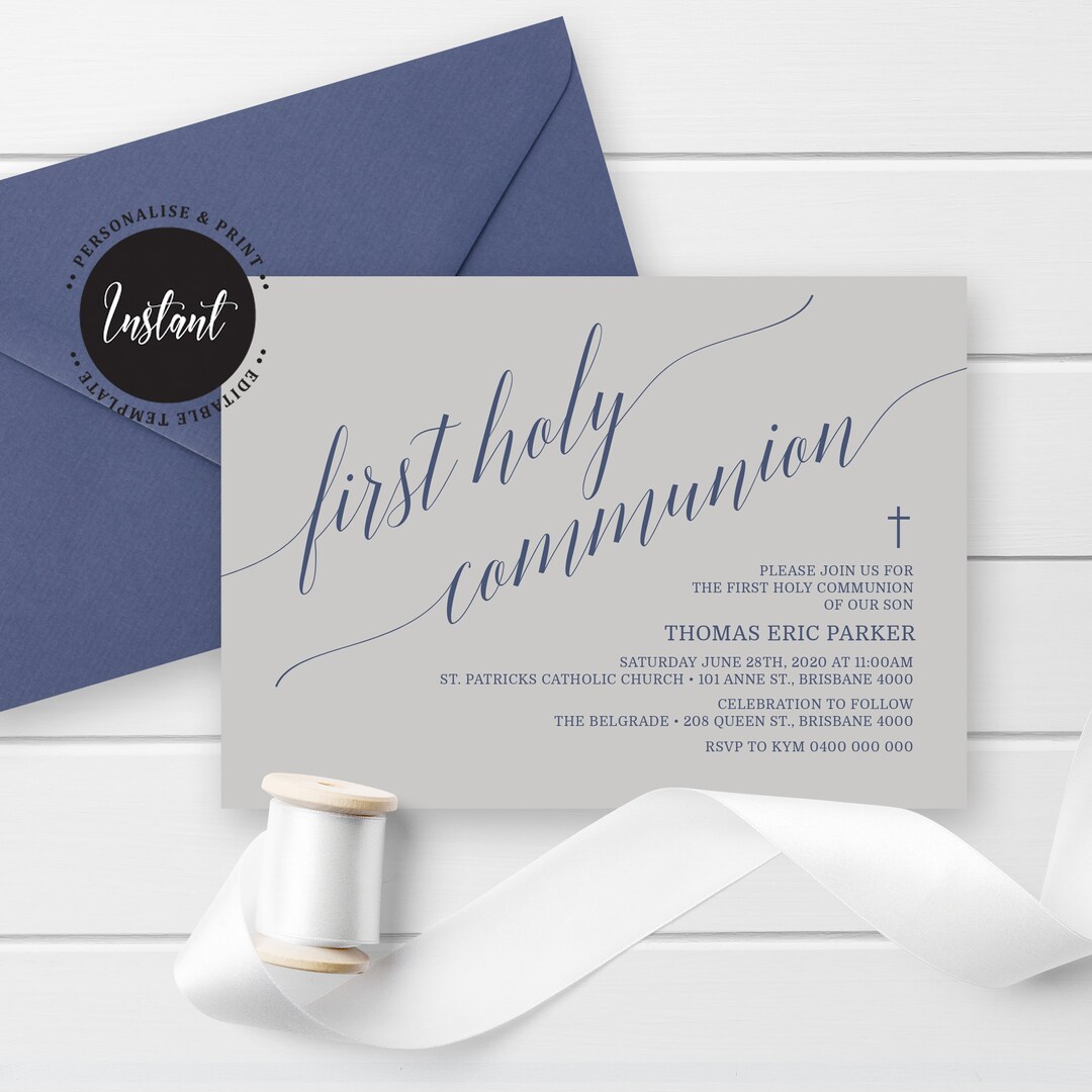 Editable Holy Communion Invitation Boy Communion Invite - Etsy