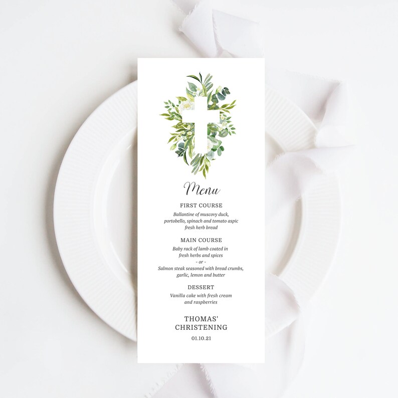 Baptism Menu Template Christening Menu Communion Menu - Etsy