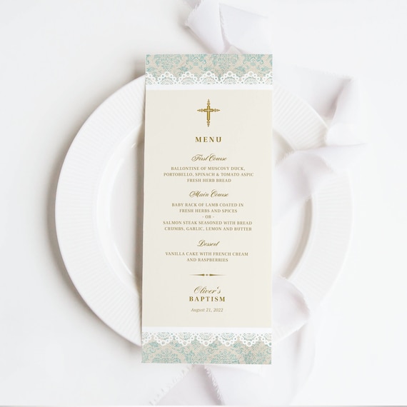 Menú bautismo Menú bautizo Menú Bautismo de niño Menú - Etsy México