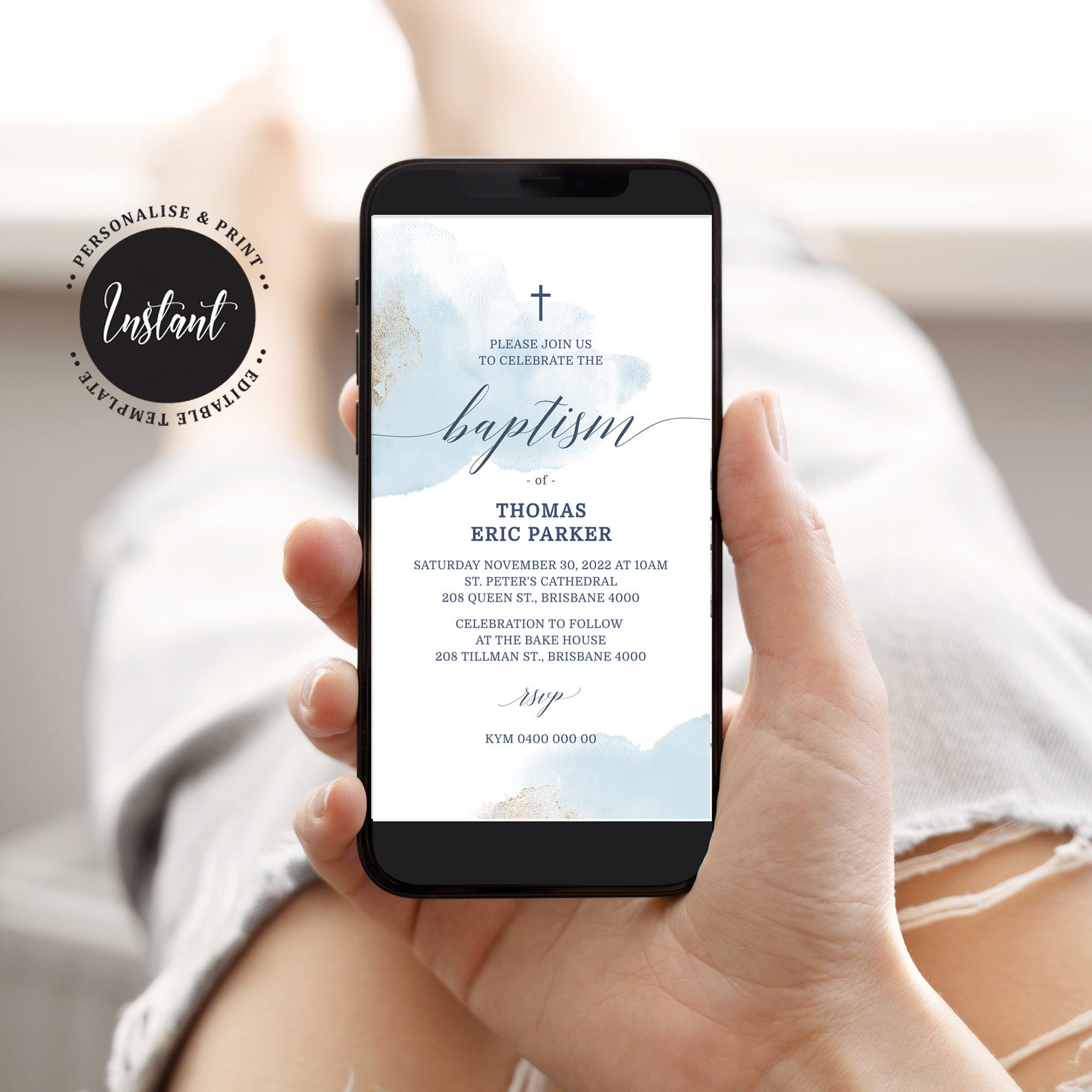 Digital Baptism Invitation Template Baptism Evite | Etsy