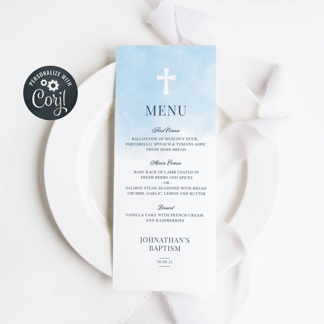 Menú de bautismo Menú de bautizo Menú de bautismo de niño - Etsy España