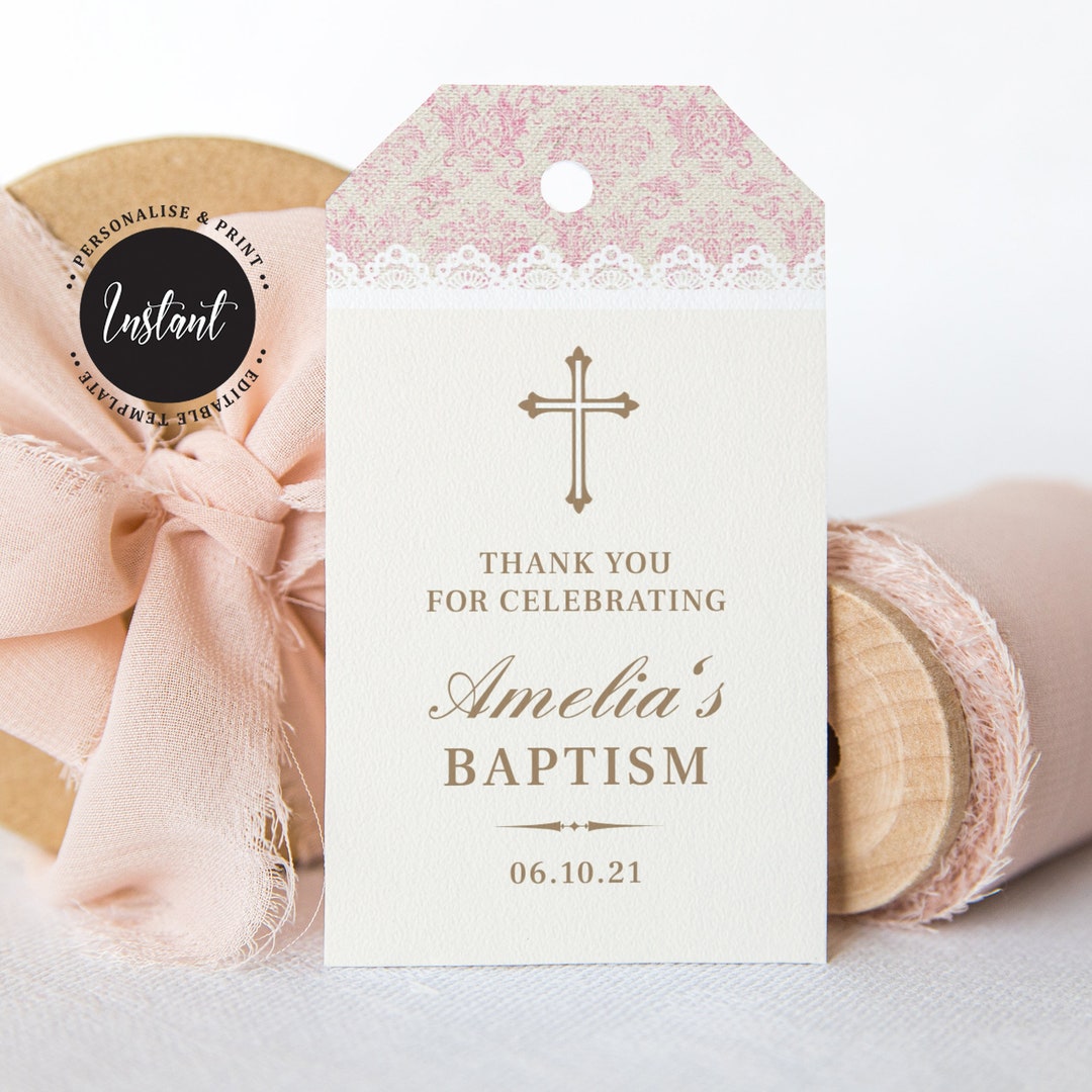 Christening Favor Tags, Girl Baptism Favor Tags, Editable Favor Tags ...
